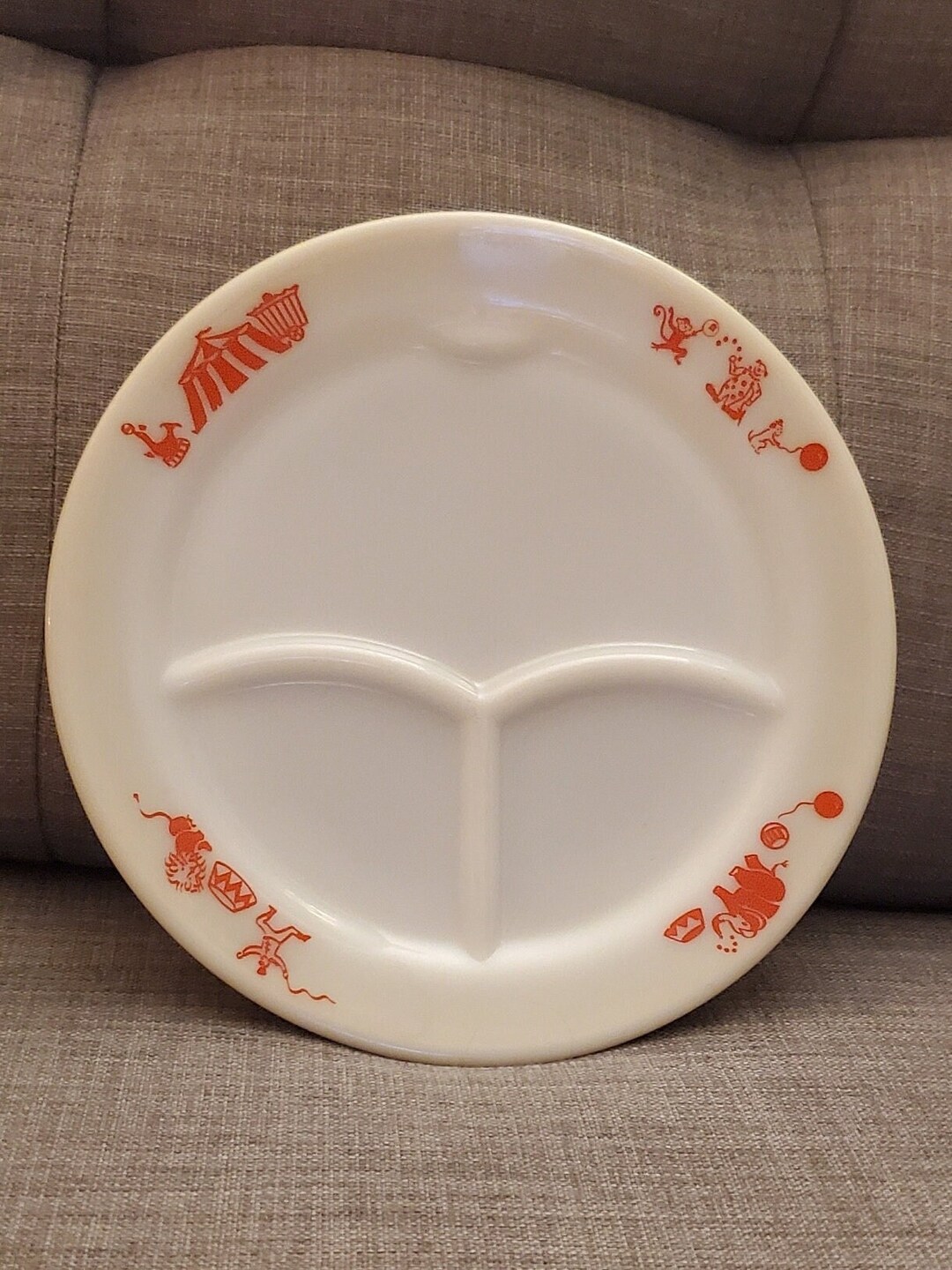 Vintage Pyrex Milk Glass Divided Plate Circus Clown - Etsy