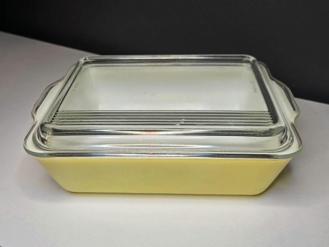 Vintage Yellow PYREX Glass Refrigerator Dish 1.5 Quart Casserole With ...