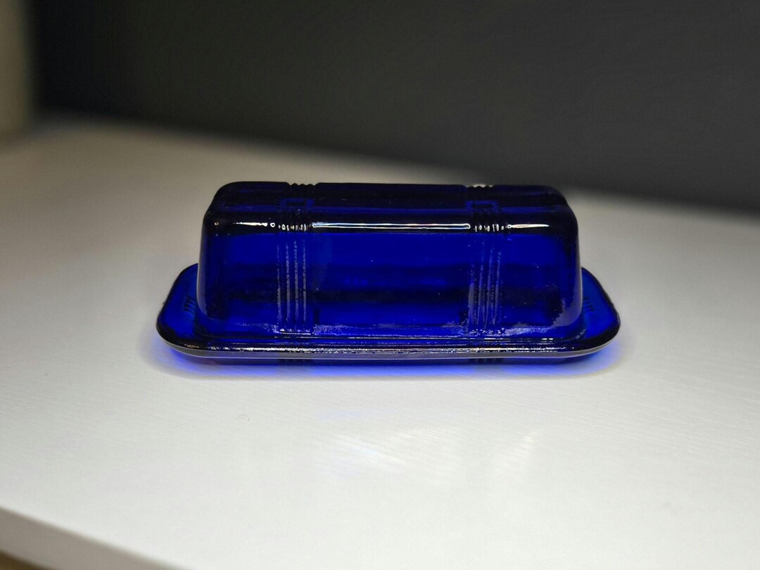 Hazel-atlas Butter Dish Kitchen Hazel Atlas Vintage Criss Cross Butter Dish Cobalt Blue Glass - Etsy