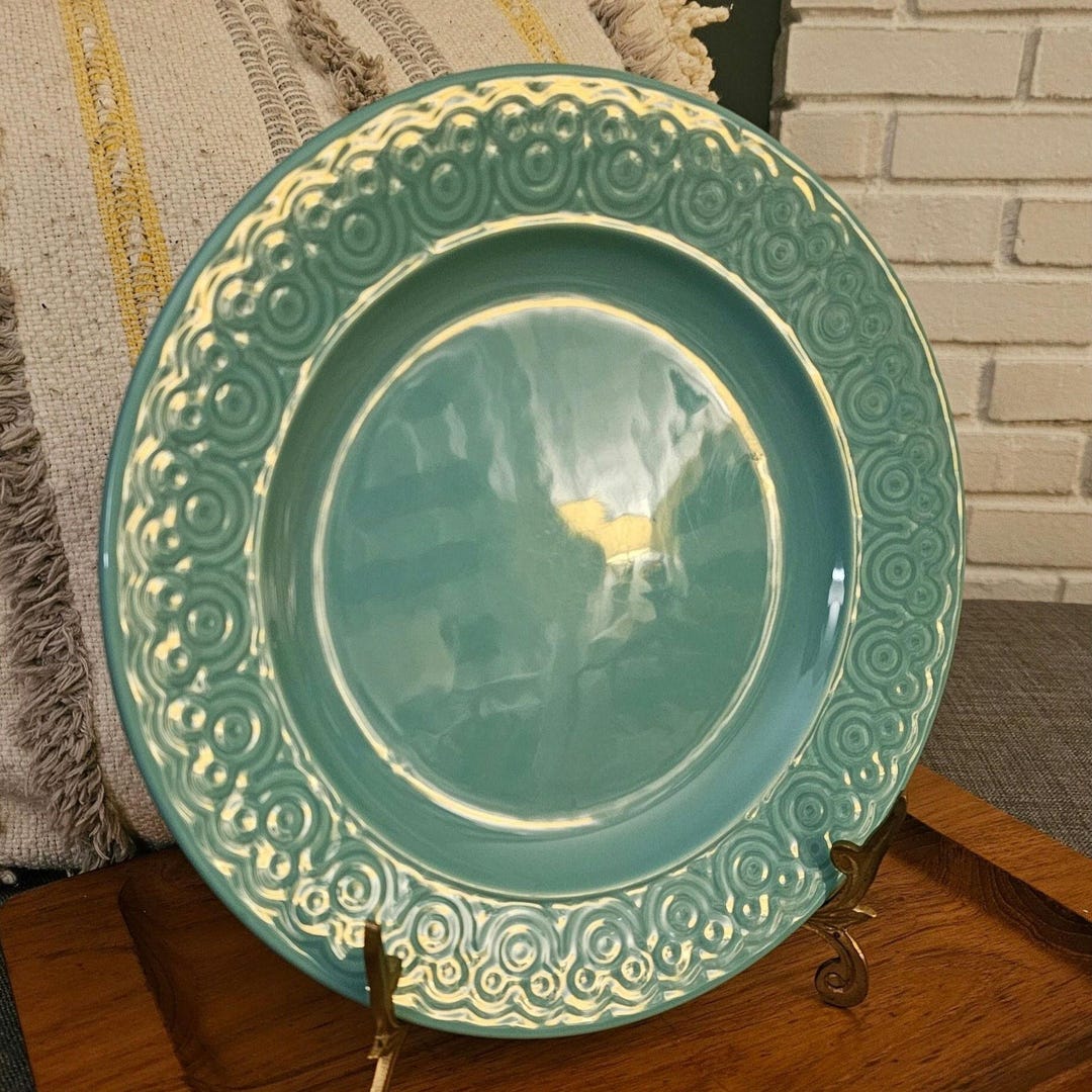 Rare Find Disney China Hidden Mickey Mouse Teal Dinner Plate Made in ...