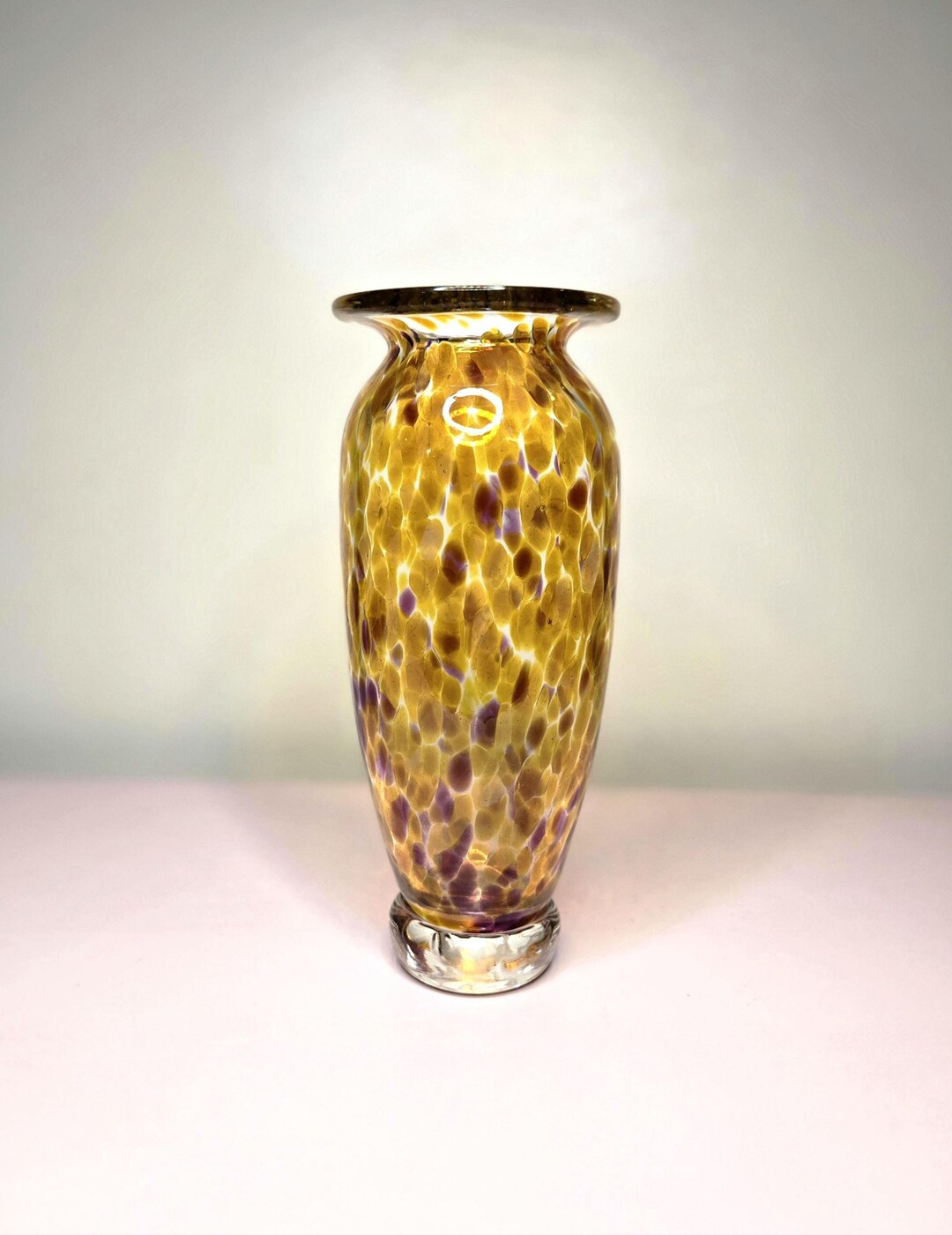 Handblown and Artist Signed Purple and Orange Tortoise Shell Glass Bud ...