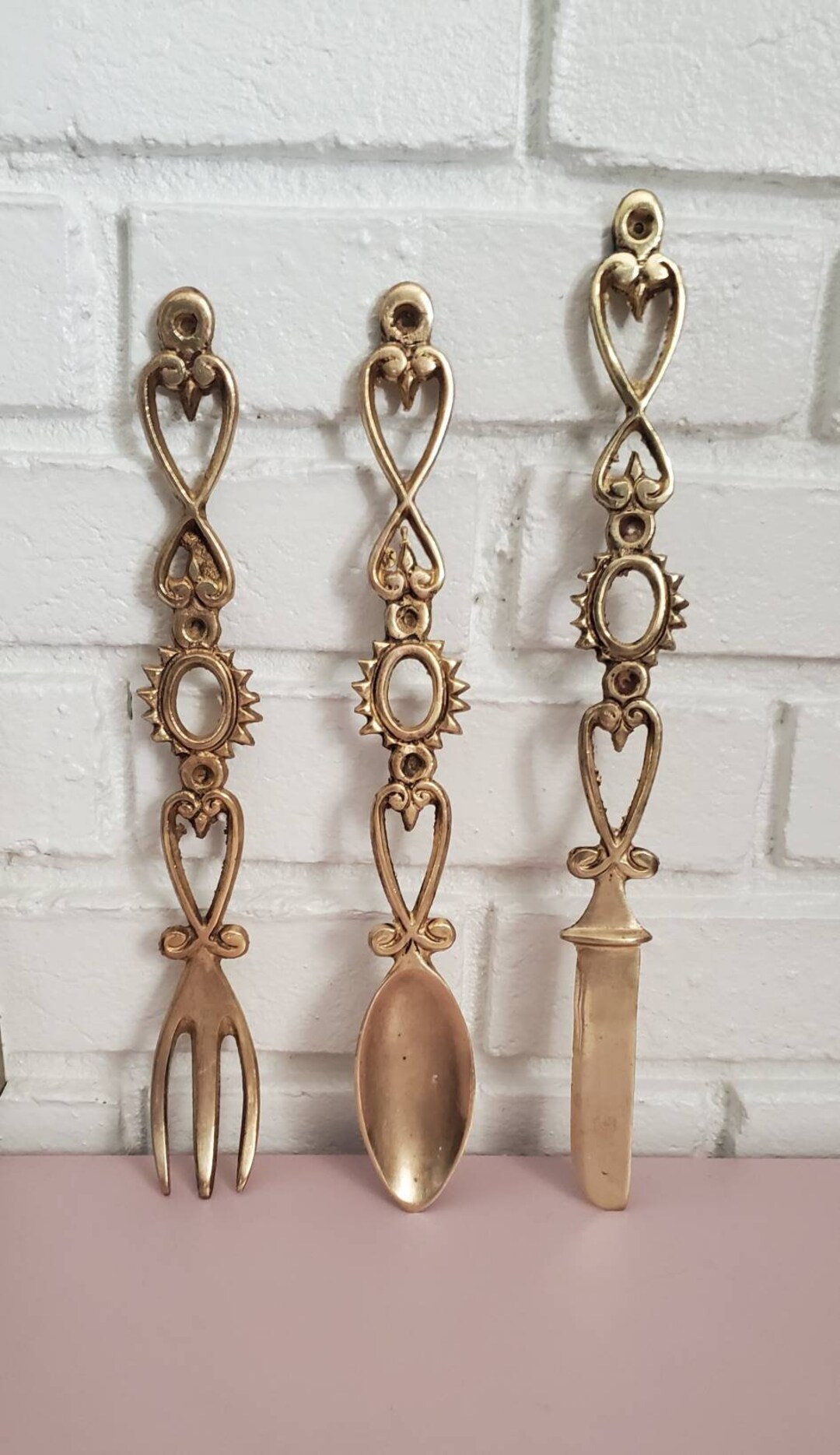 Vintage Welsh Spoon, Fork & Knife, Brass Wall Hangings - Etsy