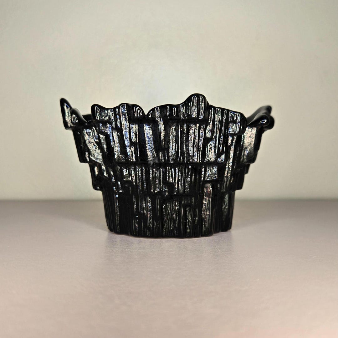 Vintage Tauno Wirkkala Humppila Black Glass Bowl Revontulet Northern ...