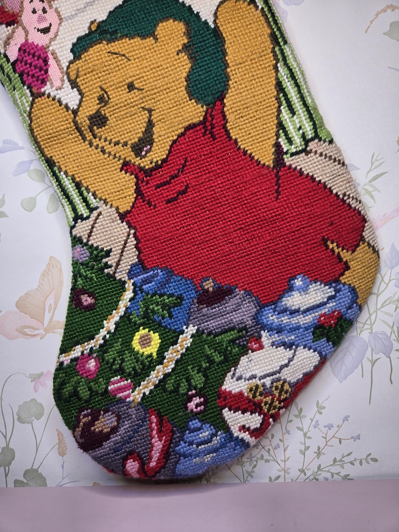 Vintage 1995 Disney Winnie the Pooh Needlepoint Christmas Stocking W ...