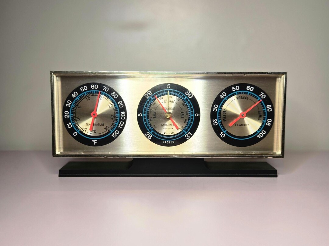 Vintage Springfield Instruments Desk Top Barometer Humidity Temperature ...