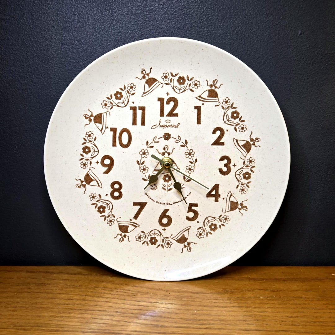 VINTAGE Imperial Clock Company Highland Illinois Plate Clock With Dutch ...