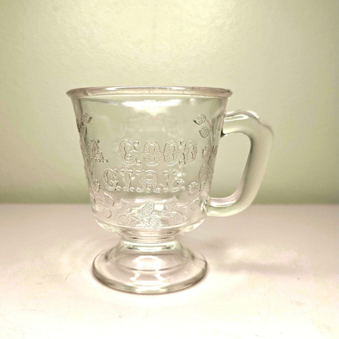 Antique EAPG Mckee “A Good Girl” Glass Pedestal With Glass Handle Early ...