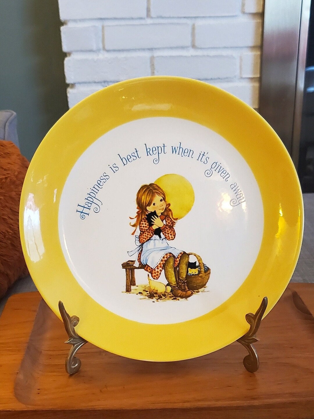 1973 Vintage Gibson Collector Plate Girl With Cats Keepsake Dear Hearts ...