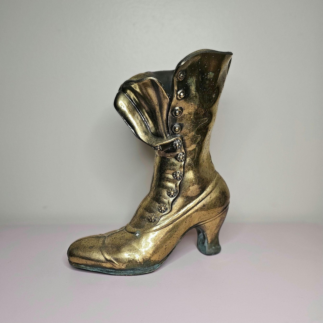 Vintage Large Brass Victorian Style Boot by Artbrass Giftmakers 8" X 9. ...