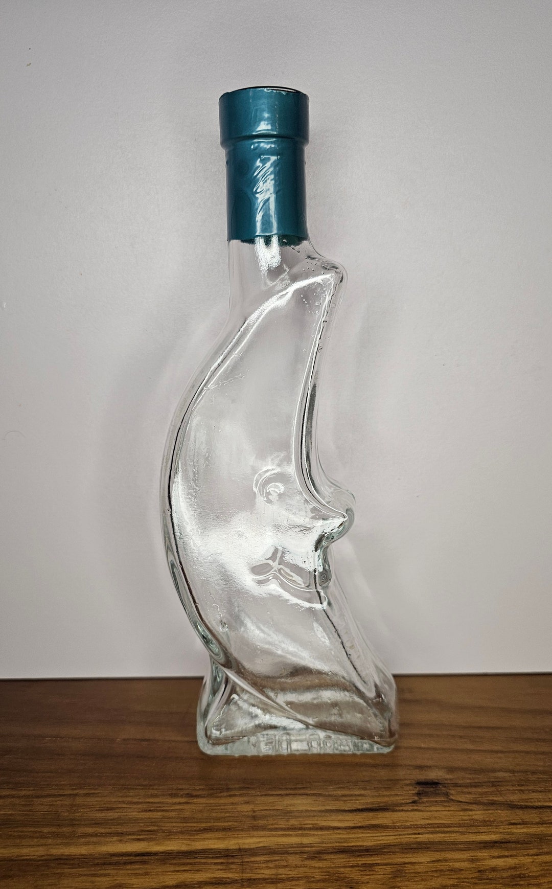 Vintage Clear Glass Empty Crescent Moon Shaped Bottle Marked 500 Ml Mod ...
