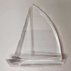 1980s Art Sculpture Lucite Acrylic Sailboat With Etched Lines Sculpture ...