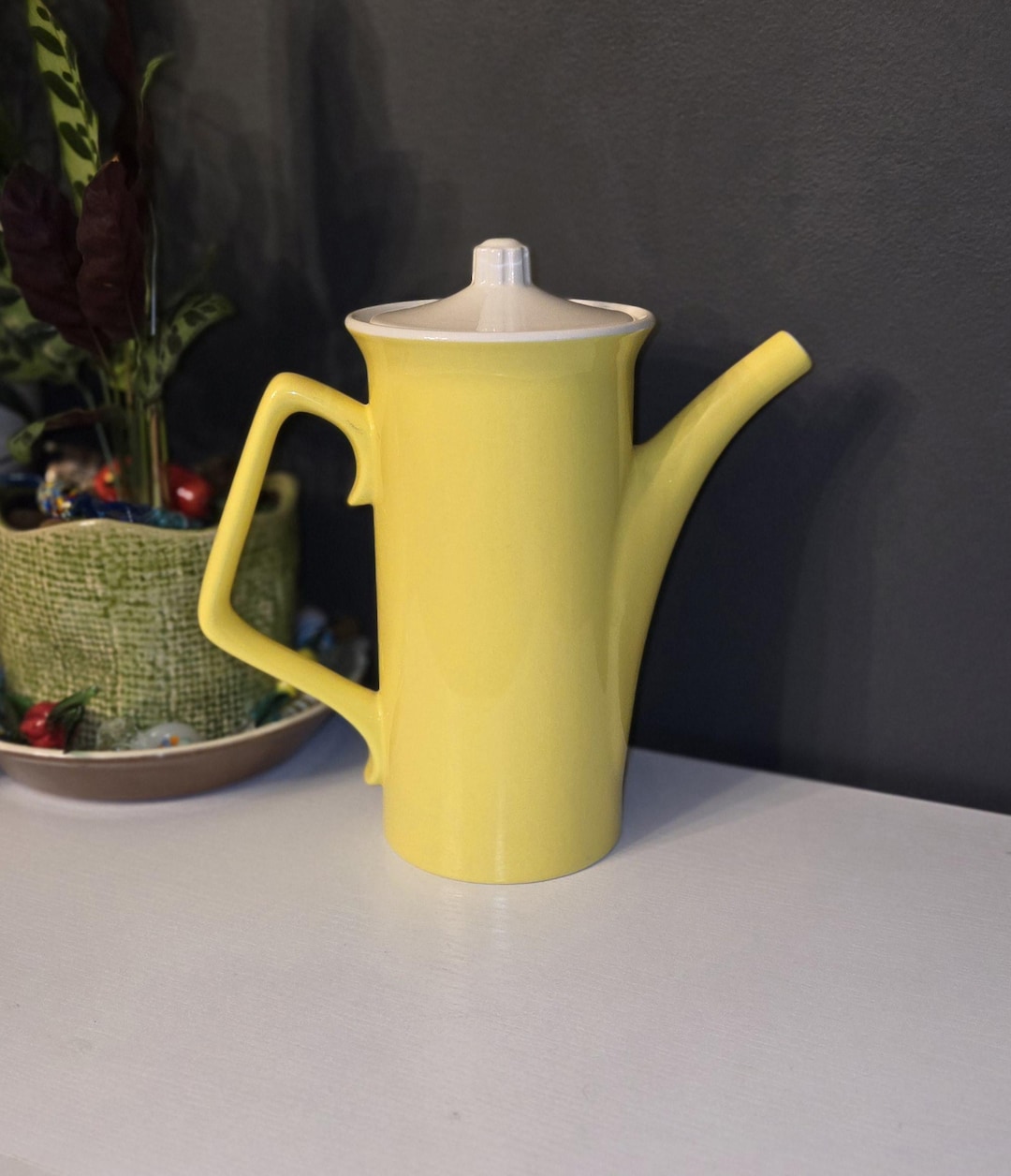 Vintage Modern Mid Century Design Ceramic Retro Yellow Teapot With ...