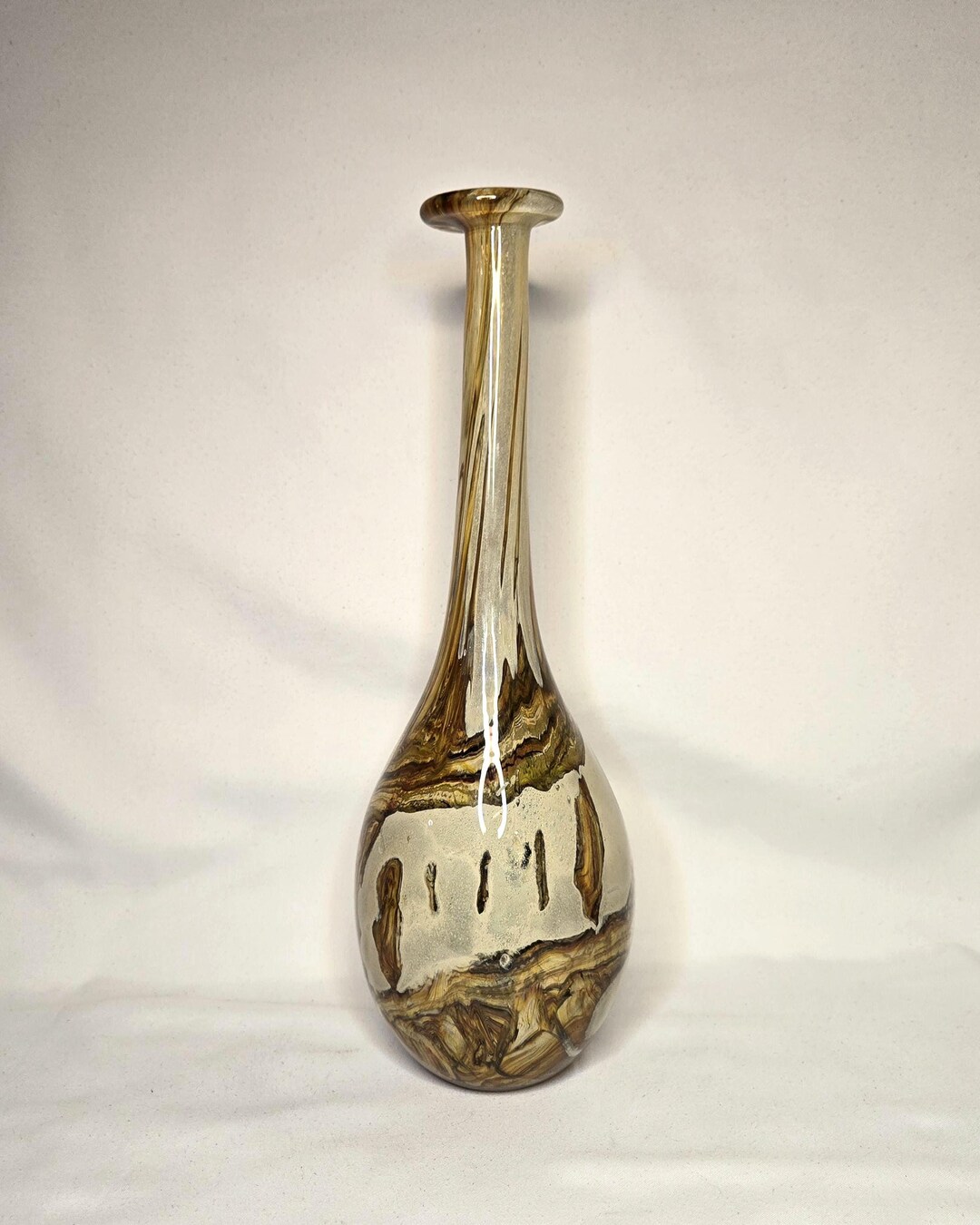 MCM Malta Mdina Style Earth Swirl 14" Glass Bud Vase Mid-century Retro ...