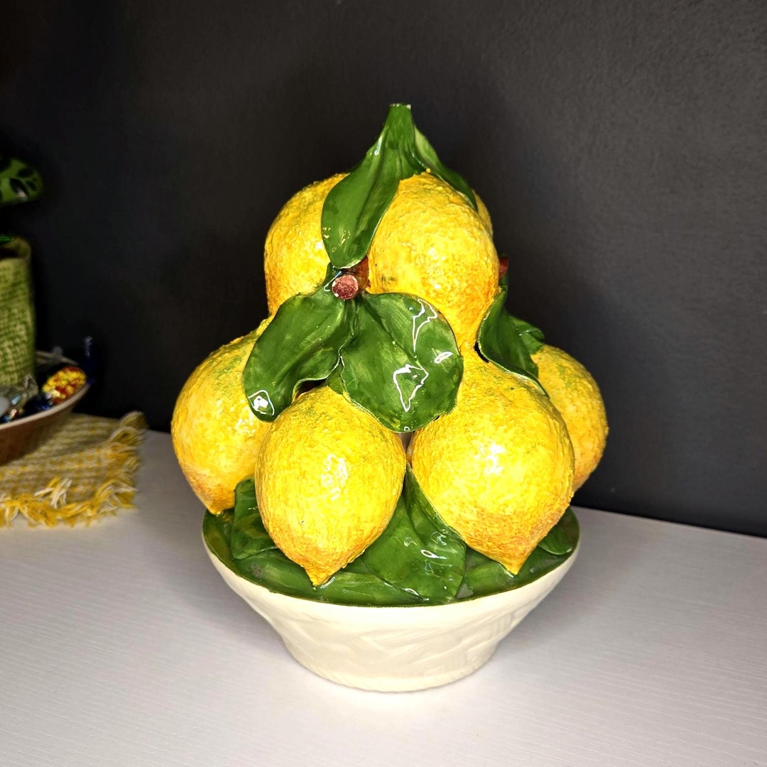 LARGE Antique Italian Majolica Lemon Tree Capodimonte Figurine 10" Tall ...