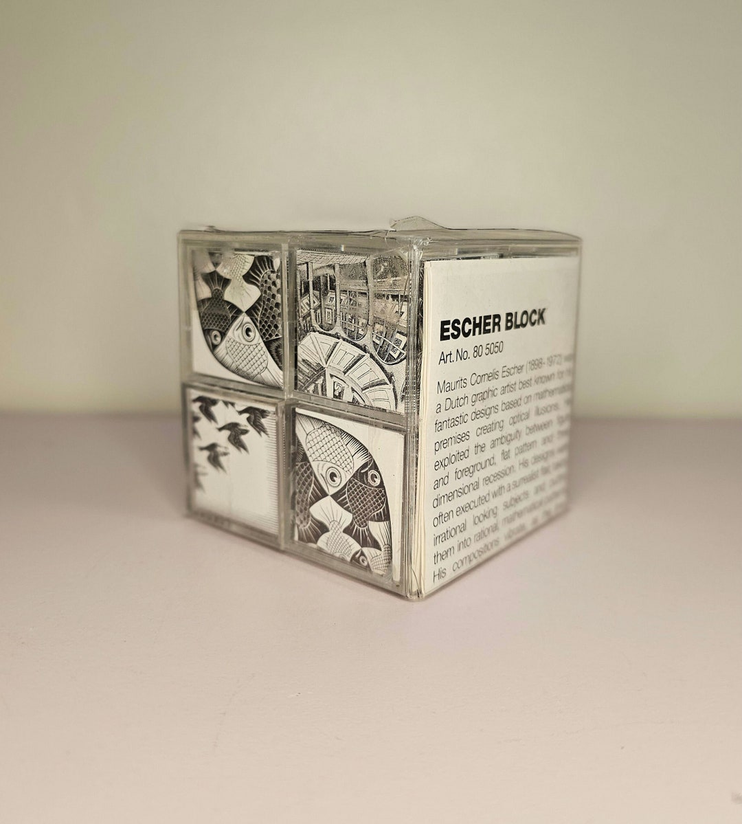 Vintage 1990 M.C. Escher Cube Block Desktop Puzzle Relativity Fishes ...