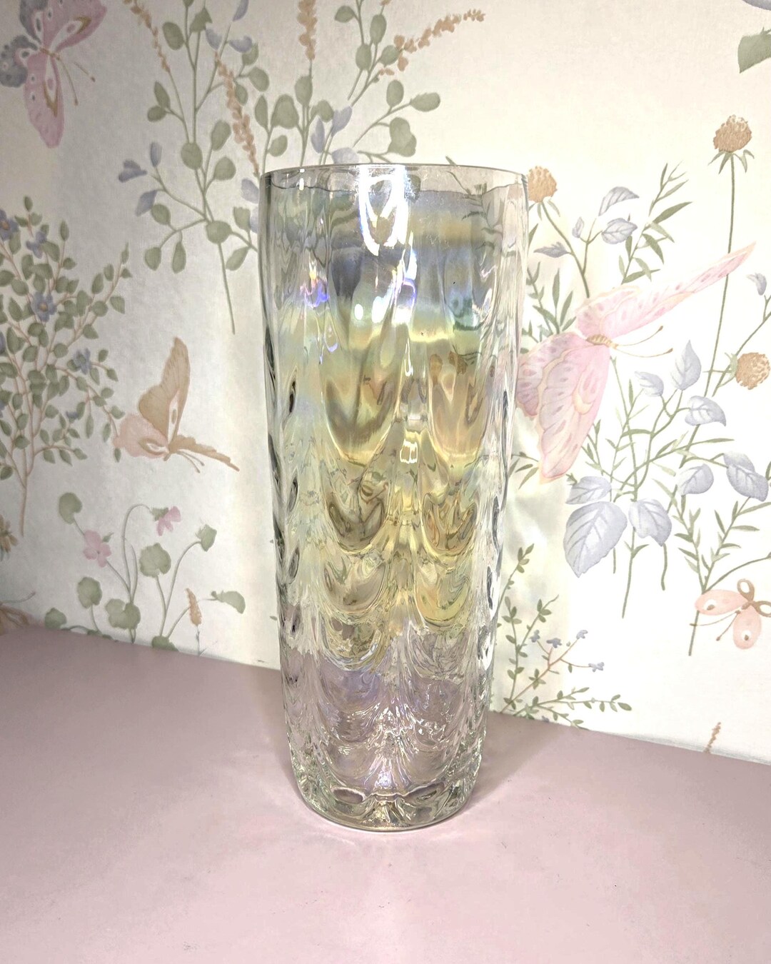 West Virginia Glass Iridescent Optic Loop – 9.5" Vase | Vintage ...