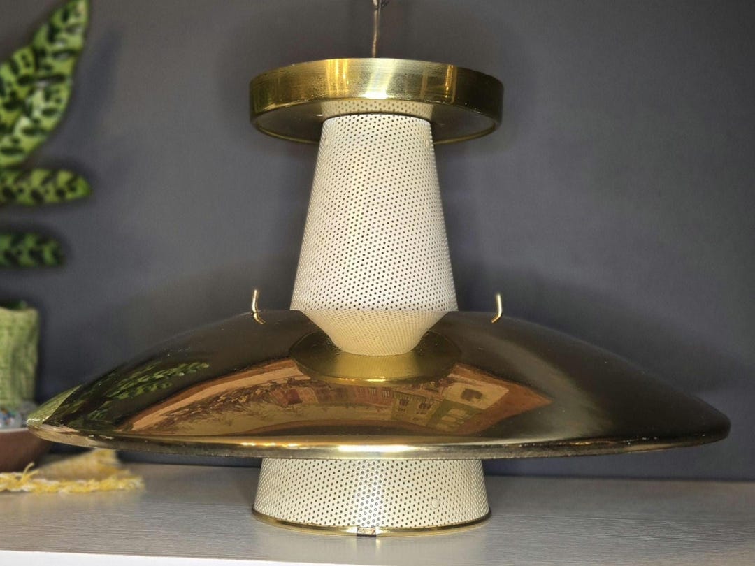 Vintage 50s 60s UFO Saucer Ceiling Light Fixture Lamp Mid Century ...