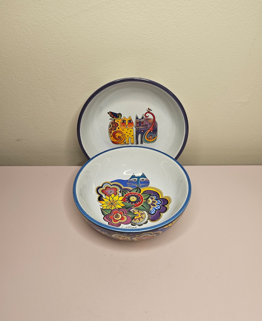 Vintage Laurel Burch Cat Serving Bowls for Cat Food and Water - Etsy