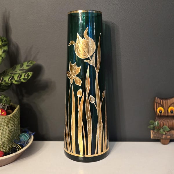 Green and Gold Vase - Etsy