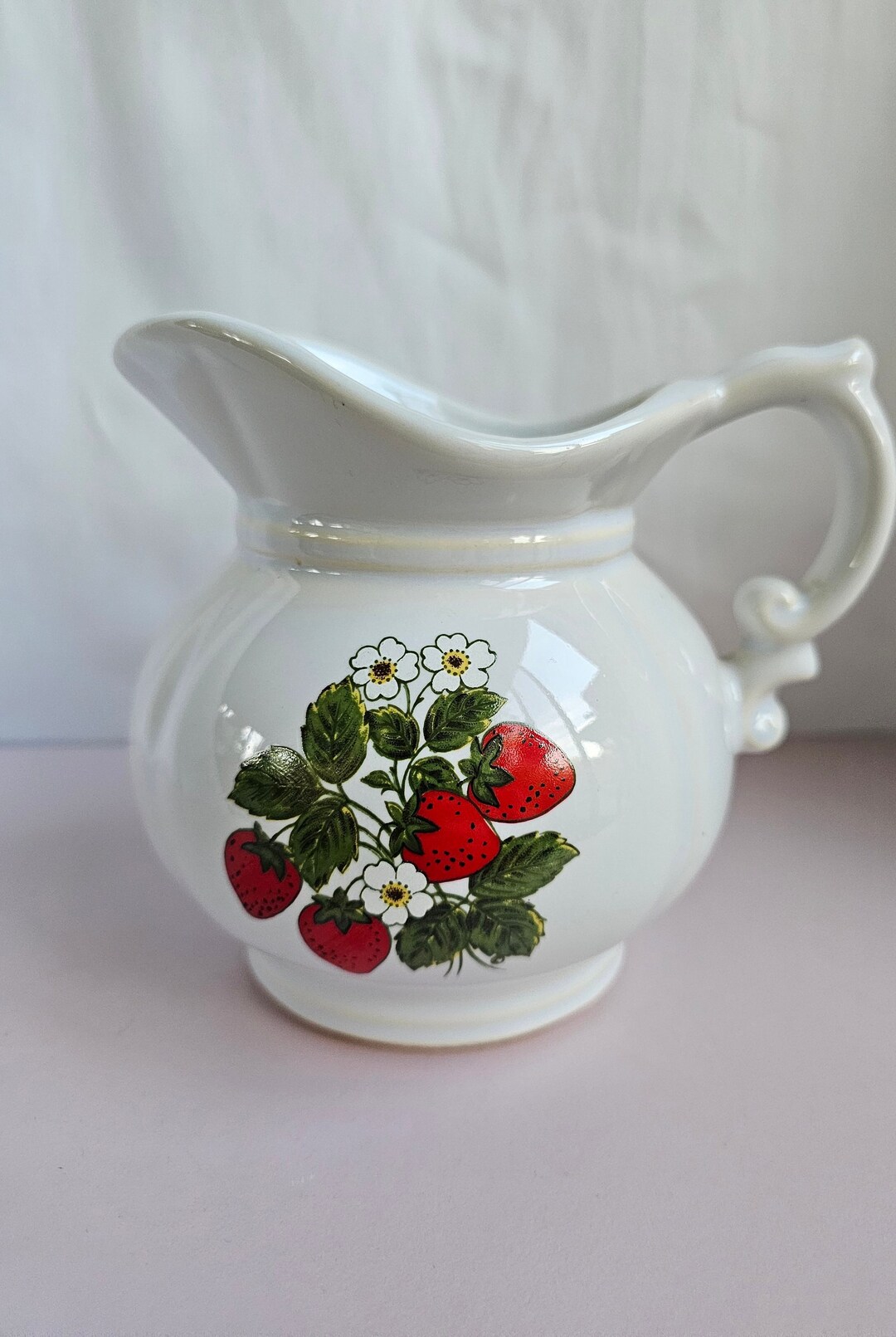 Mccoy 7528 Strawberry Ceramic Pitcher and Small Matching Ramekin 2010 ...