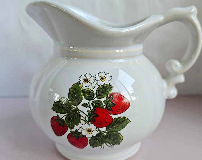 Mccoy (7528) Strawberry Ceramic Pitcher and Small Matching Ramekin ...