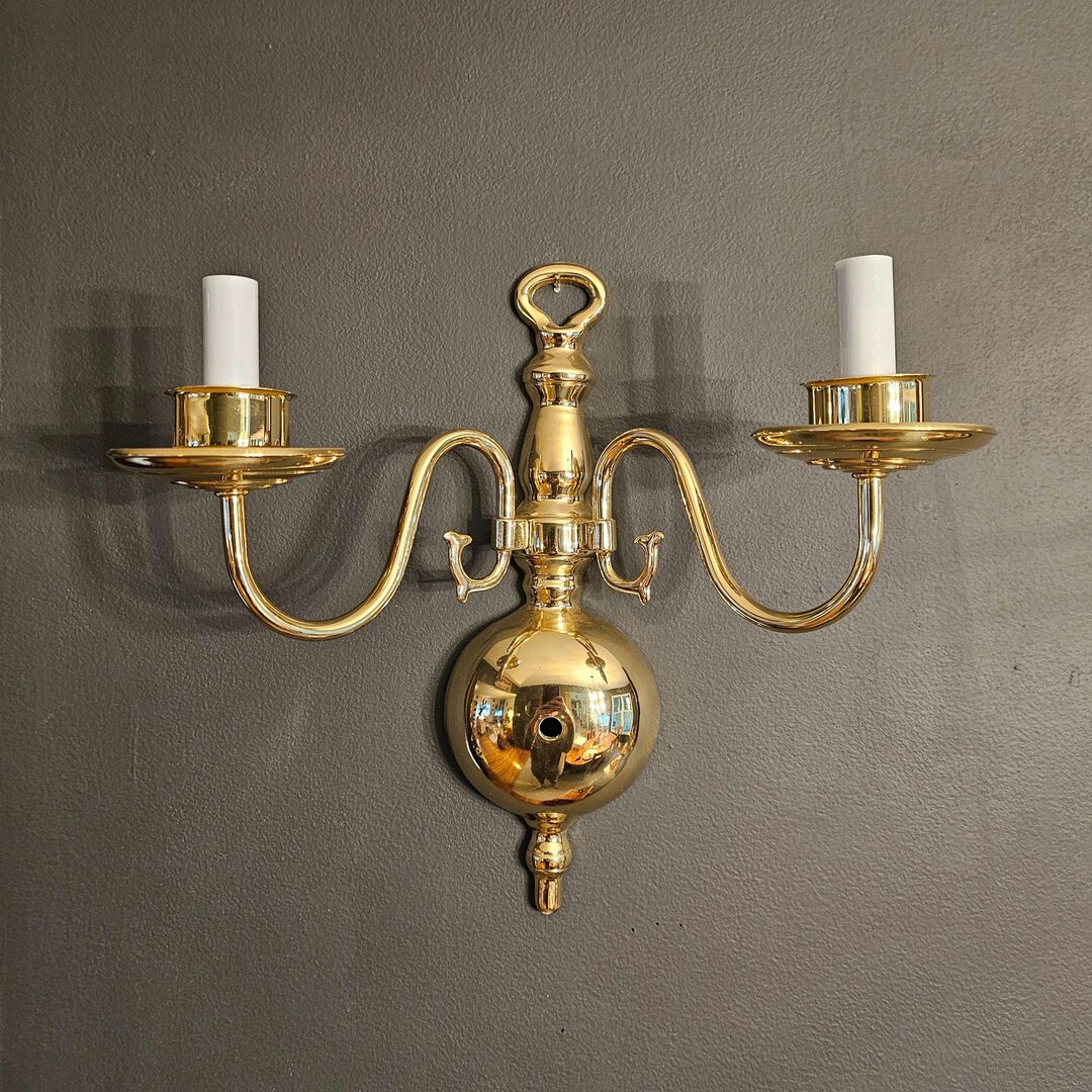 Vintage Shiny Brass 2 Arm Light Electrified Wall Sconce Wall Lighting ...