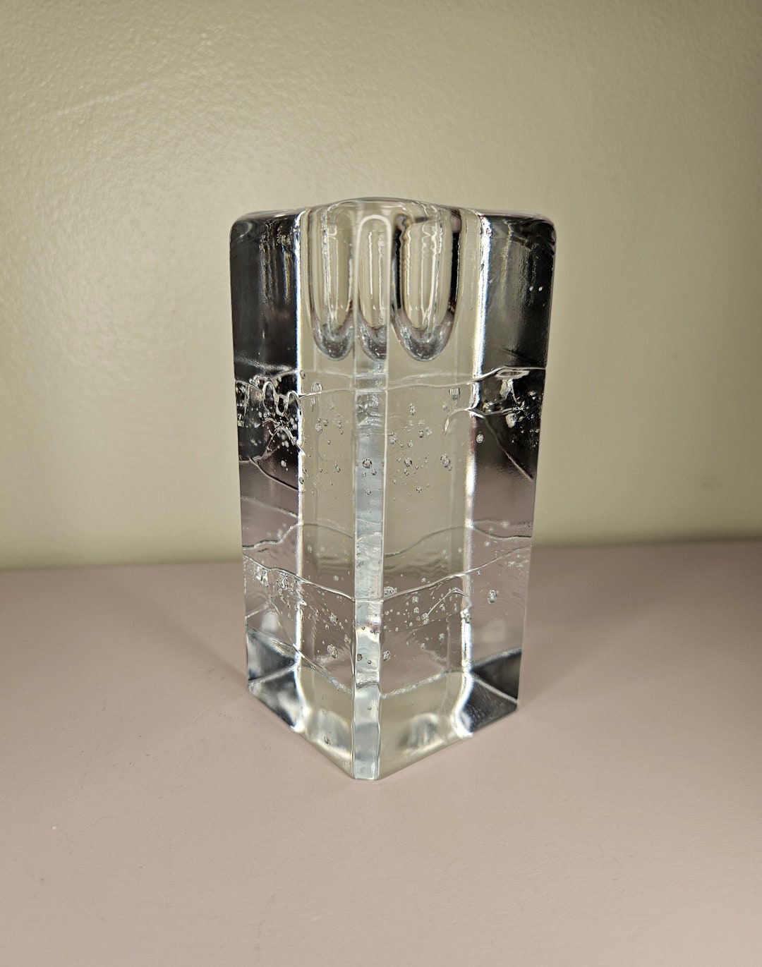 Iittala Glass Finland ARKIPELAGO Ice Block Crystal Glass Candle Holders ...