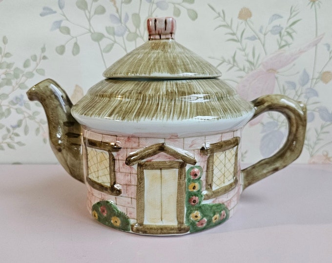 Vintage Ceramic Cottagecore Tea Pot in Soft Pastels With Adorable ...