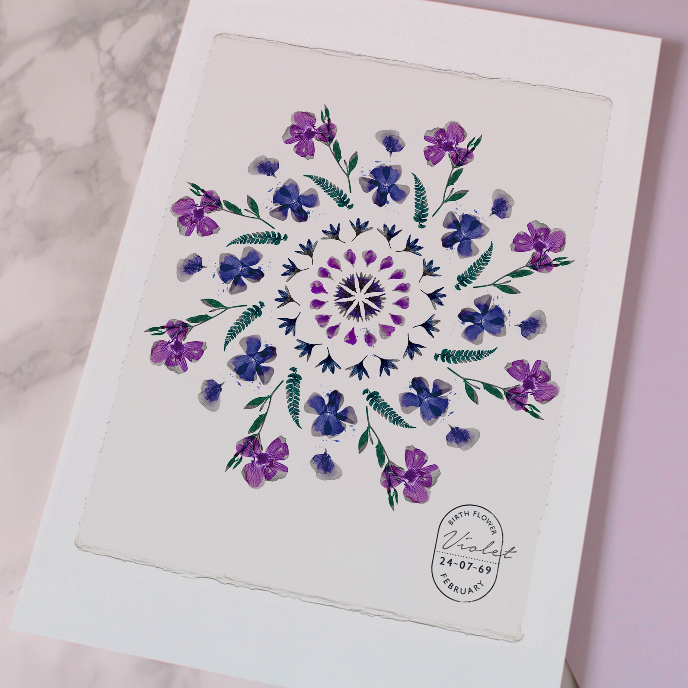 Birth Flower Mandala Print Mandala Art Pressed Flower Art - Etsy