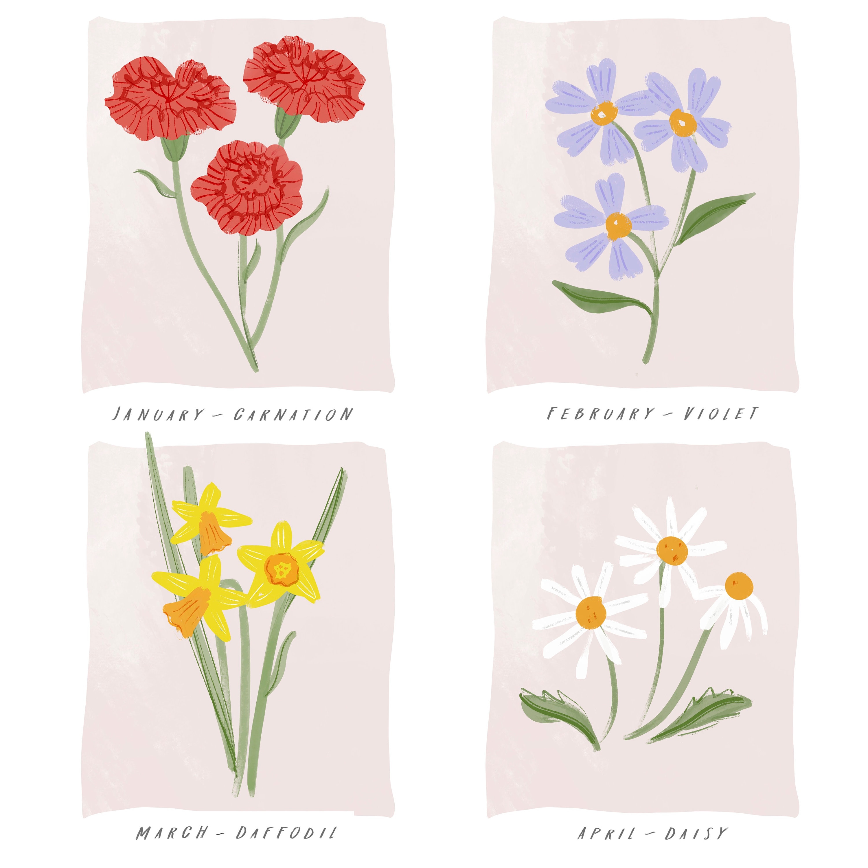 March Daffodil Birth Flower Print Abstract Floral, Flower Market ...