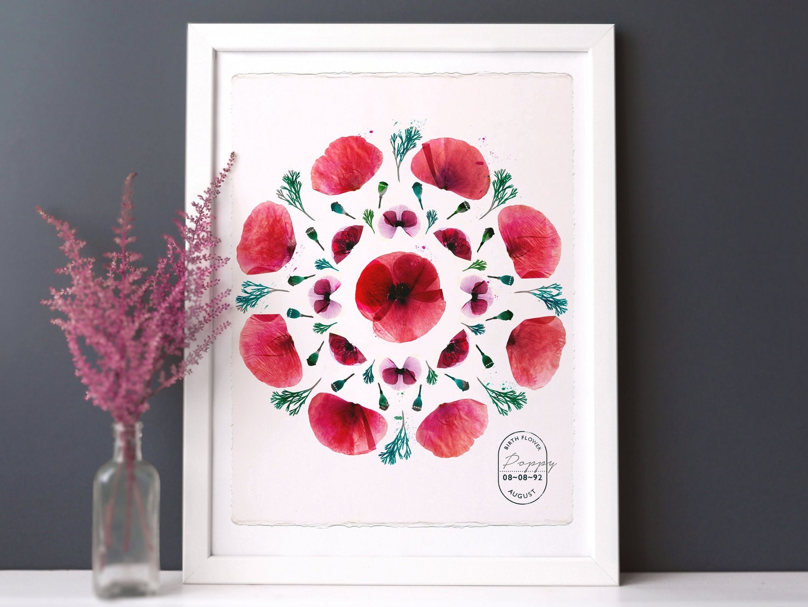 Birth Flower Mandala Print Mandala Art Pressed Flower Art - Etsy