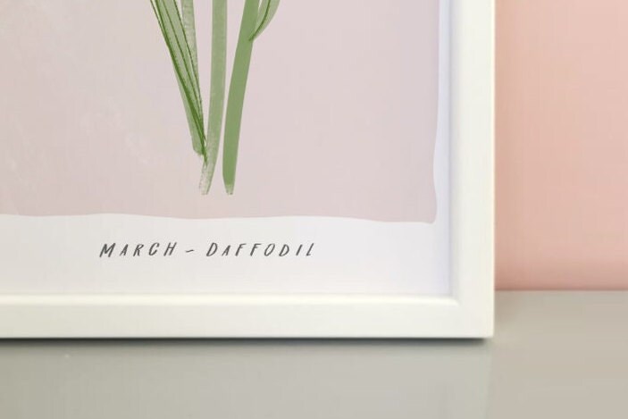 March Daffodil Birth Flower Print Abstract Floral, Flower Market ...