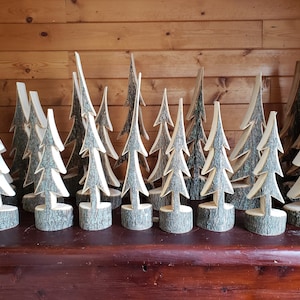 Rustic Handmade Carved Live Edge Pine Trees With Bark - Etsy