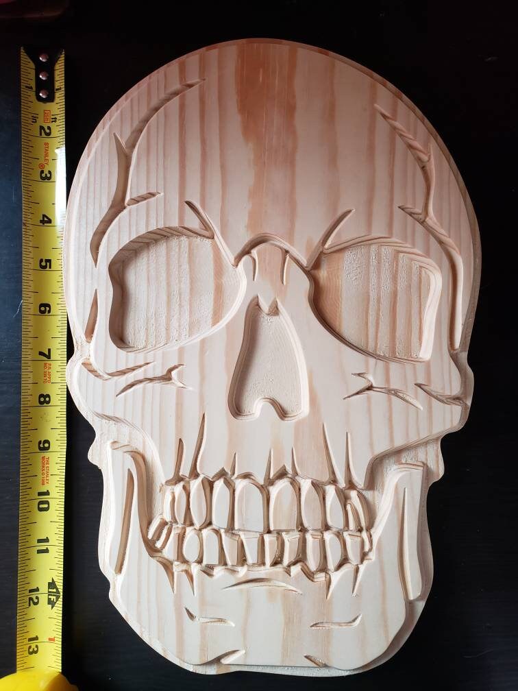 Large Carved Wooden Skull Wall Plaque Natural Wood - Etsy