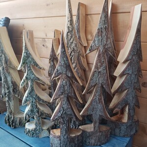Rustic Handmade Carved Live Edge Pine Trees With Bark - Etsy