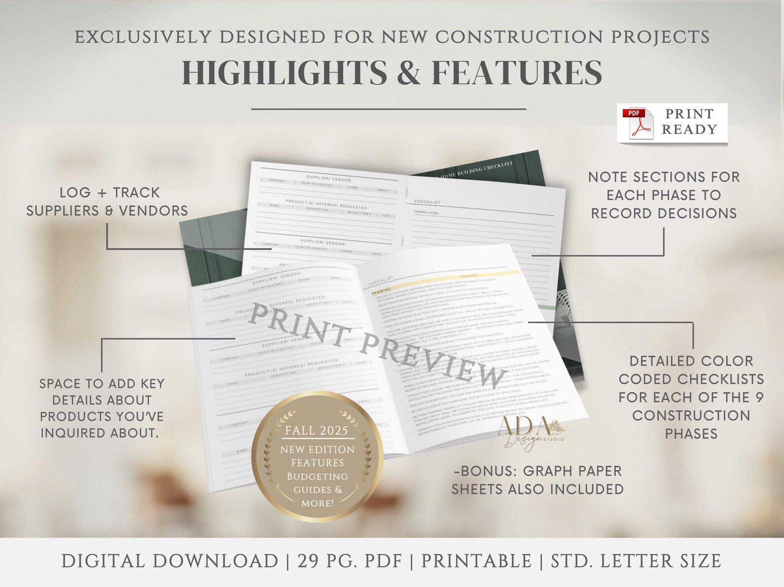 DIY Home Construction Planner | Printable Building Guide & Checklist ...