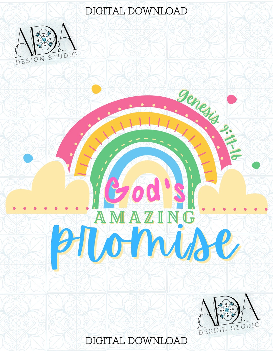 Vibrant Multicolor Rainbow, God's Promise, PNG Digital Download ...