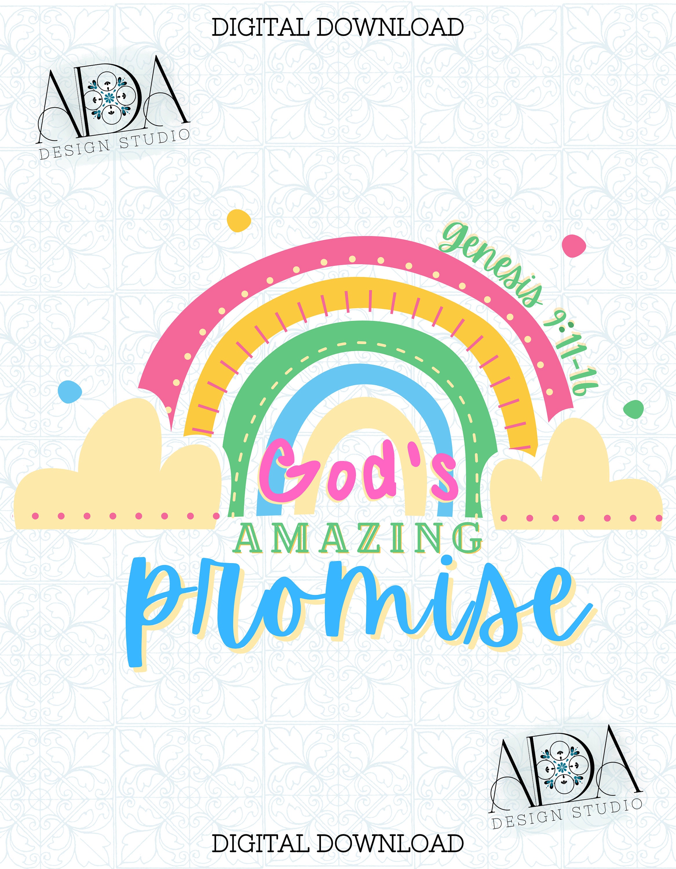 Vibrant Multicolor Rainbow, God's Promise, PNG Digital Download ...