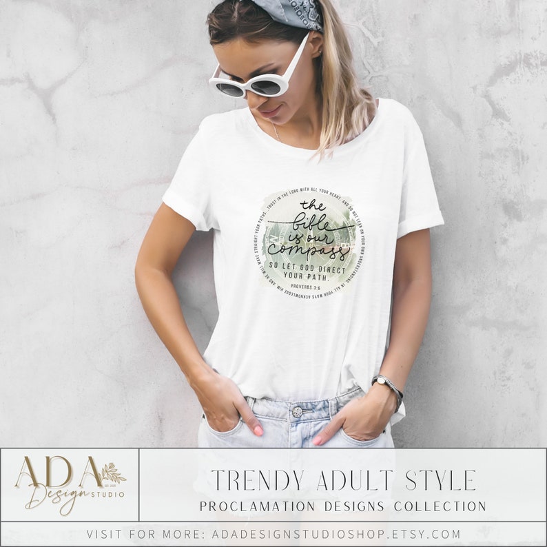 Bible Compass God Directs Your Path Proverbs 3:6 Womens Relaxed Shirt ...