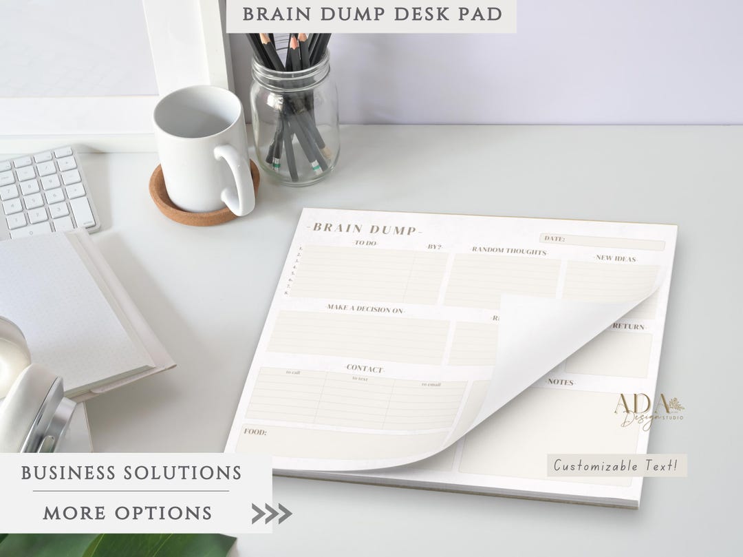 Brain Dump Desk Notepad | Office Organization | To-do List Planner ...