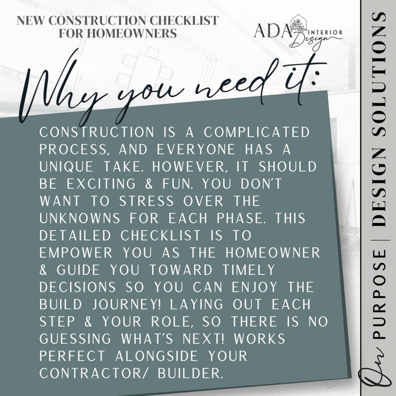 New Home Building Checklist, New Construction Planner, House Building ...