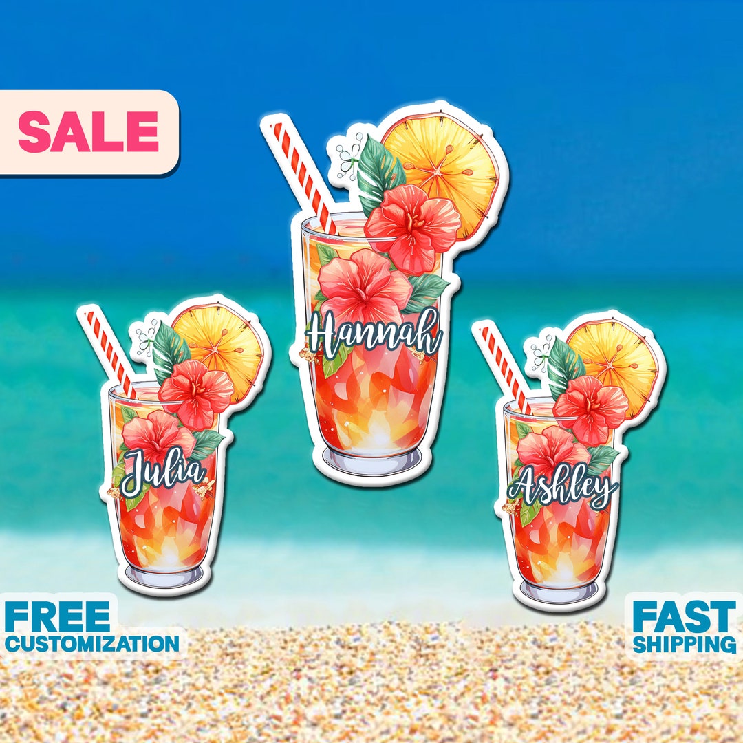 Personalized Tropical Drink Magnet, Alcoholic Cruise Door Magnet ...