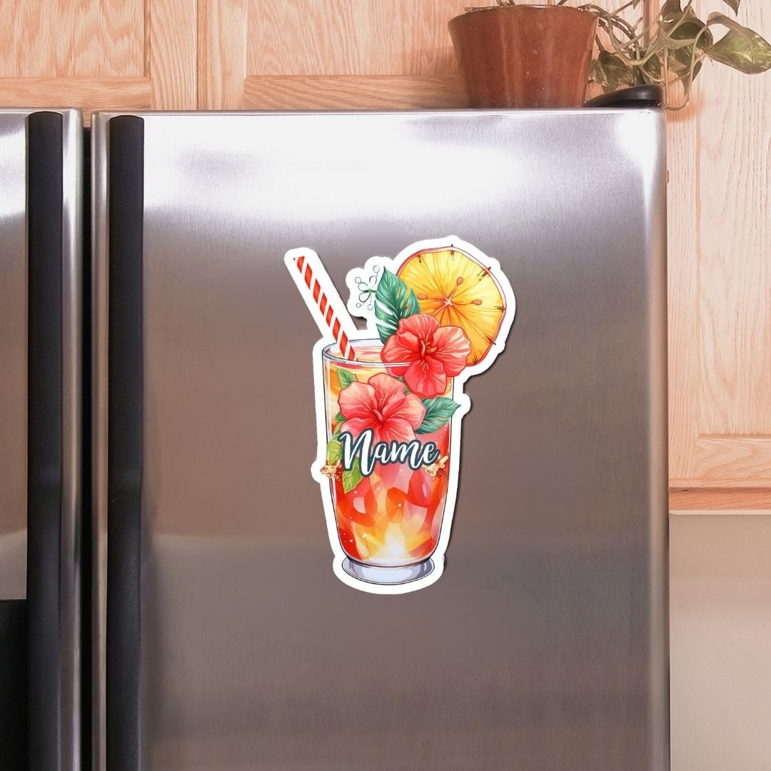 Personalized Tropical Drink Magnet, Alcoholic Cruise Door Magnet ...