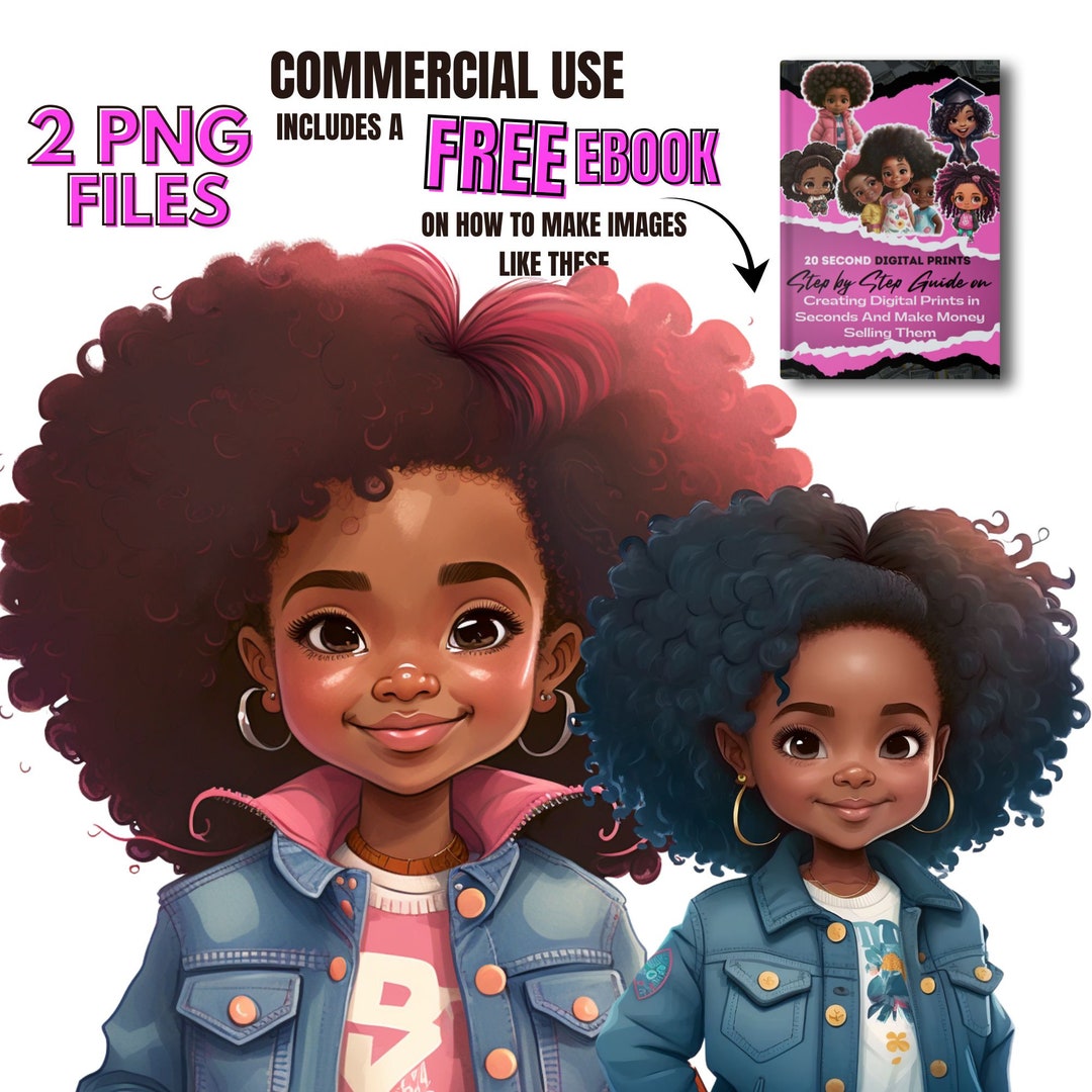 Black Girl Png, Black Girl Clip Art, Digital Download Bundle, African ...