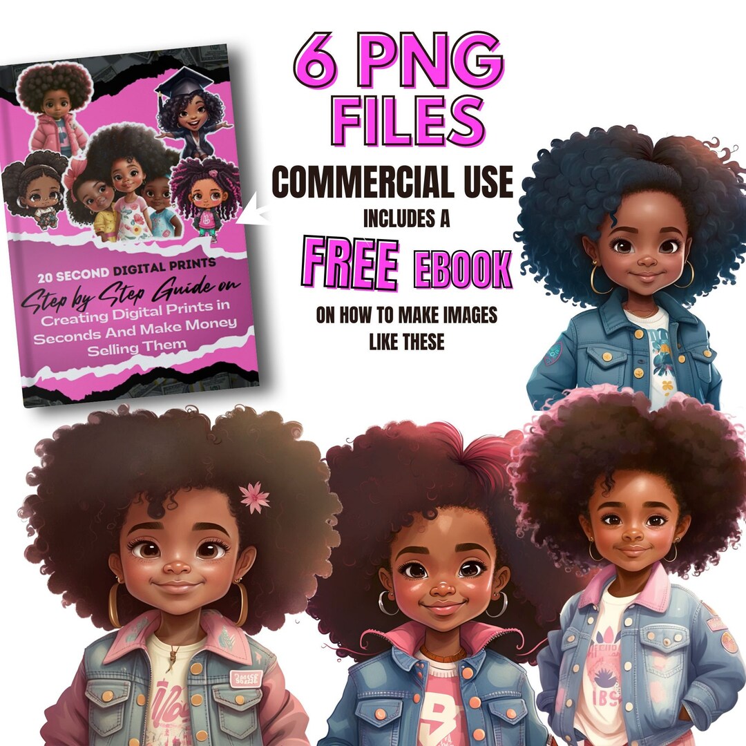 Black Girl Png, Black Girl Clip Art, Digital Download Bundle, African ...