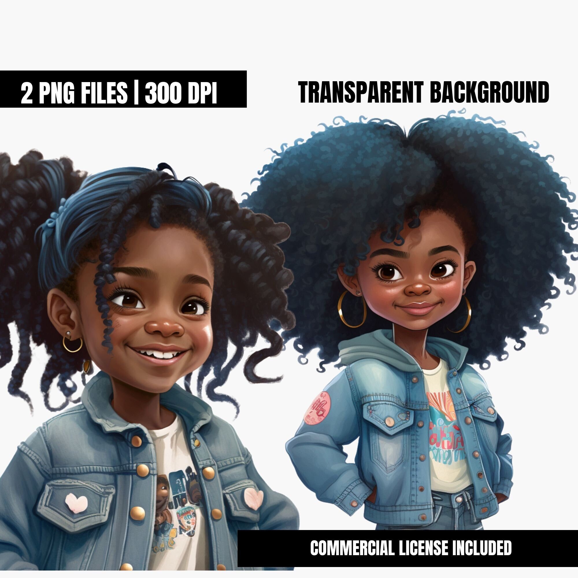Little Black Girl Png, Black Girl Clip Art, Digital Download Bundle ...