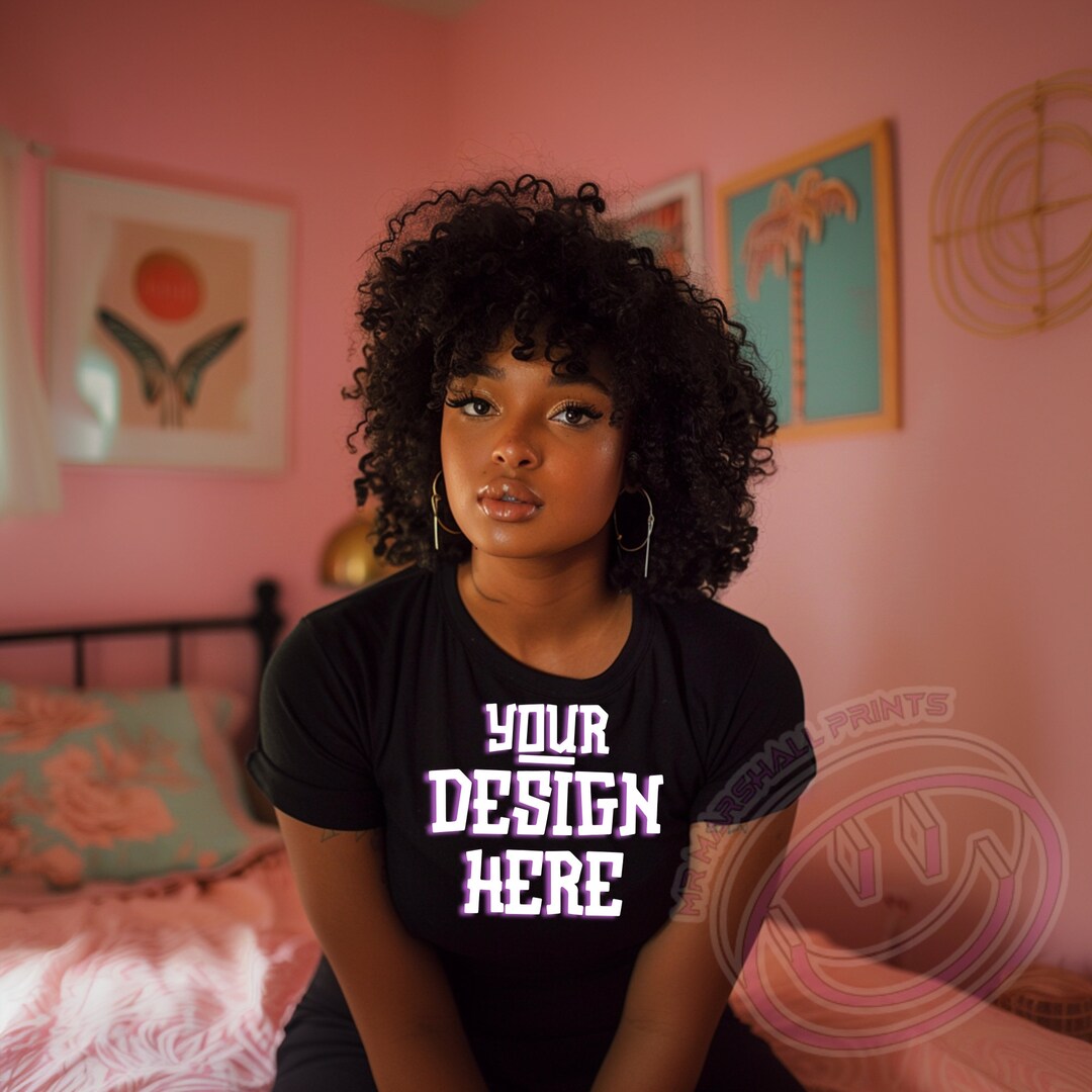 Black Girl Model Mock Up Comfort Colors CC17 Black Woman Model CC1717 ...