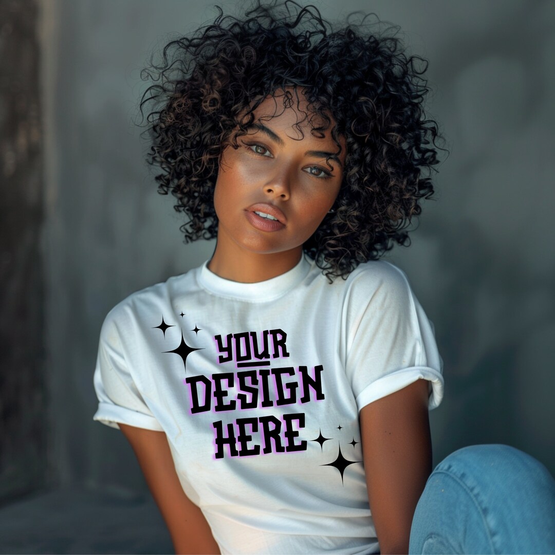 Black Model Mockup, African American Female Mockup, Black Woman T-shirt ...