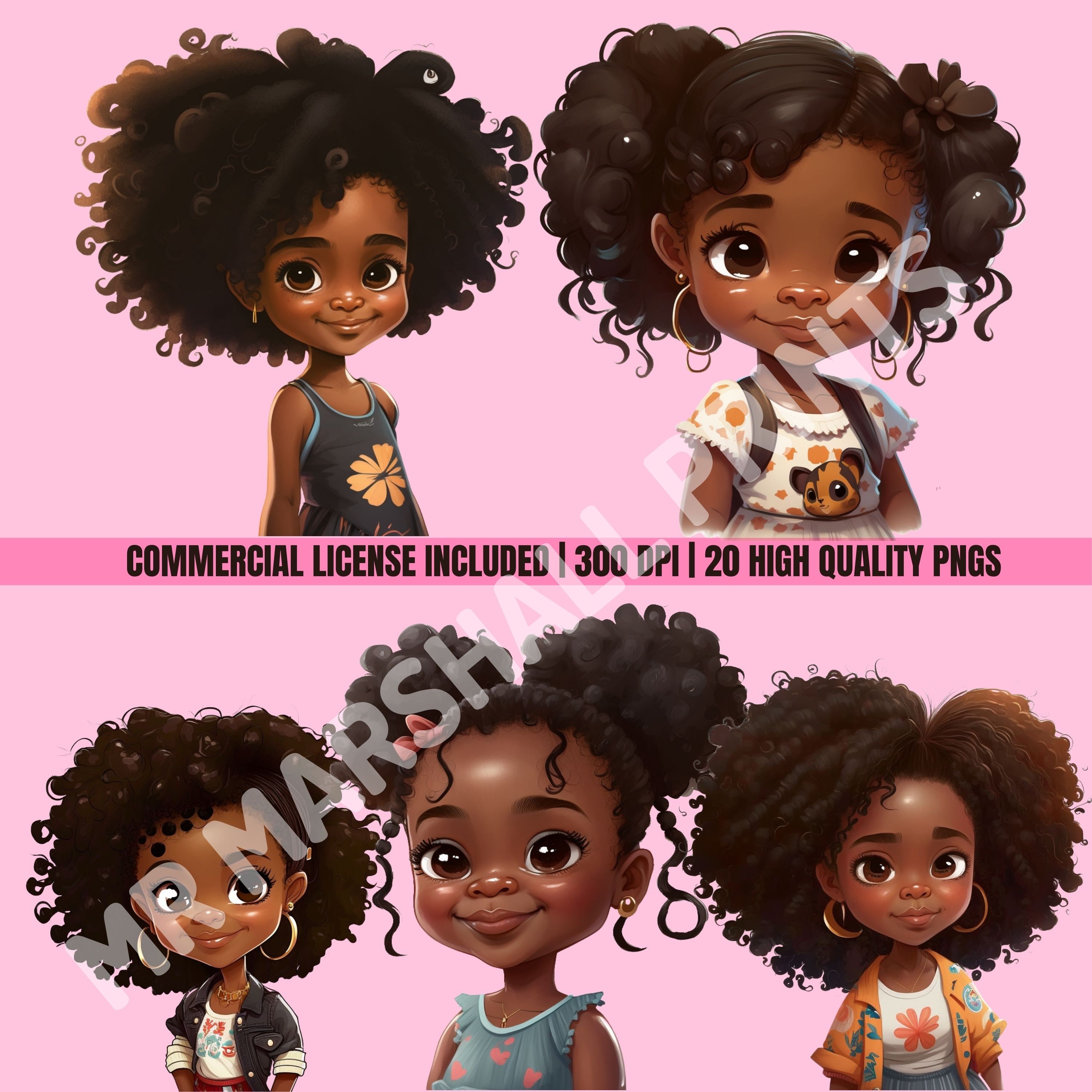 Black Girl Png, Black Girl Clip Art, Digital Download Bundle, African ...