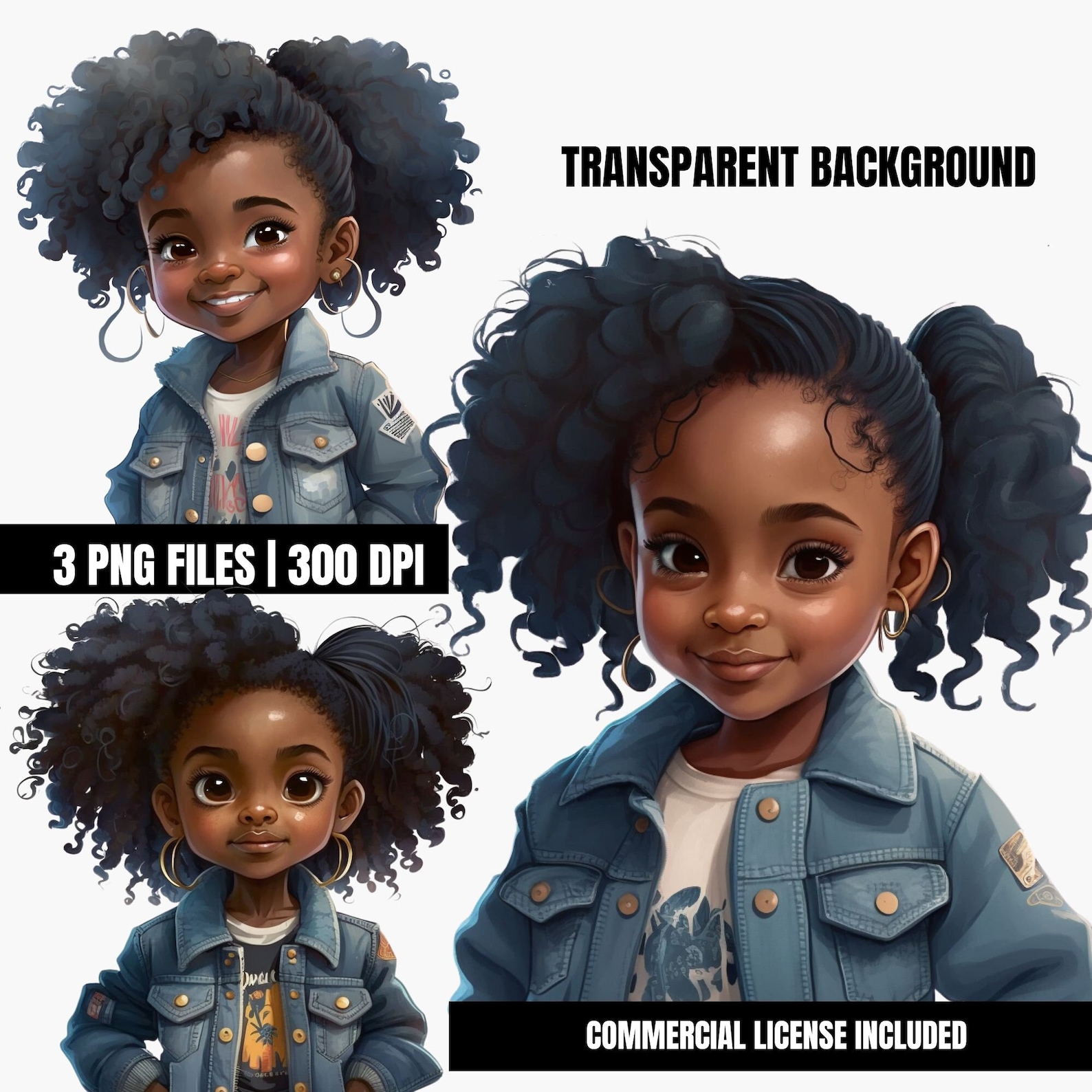 Black Girl Png, Black Girl Clip Art, Digital Download Bundle, African ...